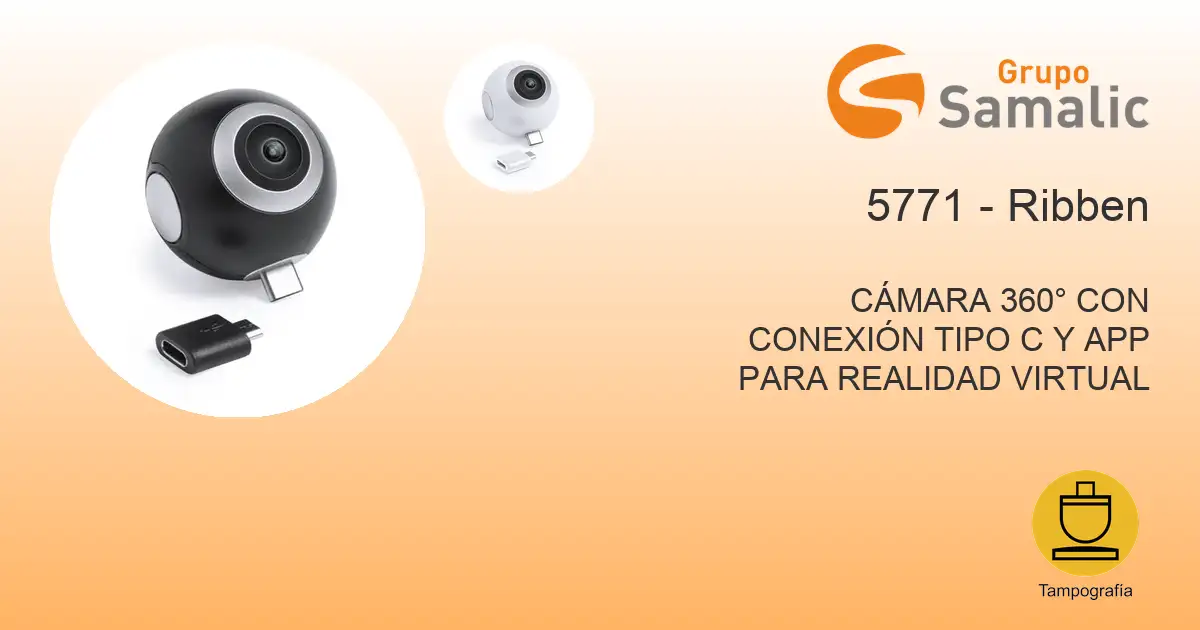 Cámara 360 con conexión tipo c y app para realidad virtual 5771