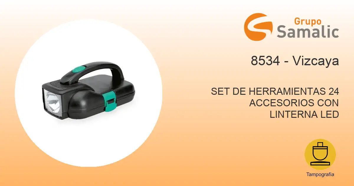 Set de herramientas 24 accesorios con linterna led 8534