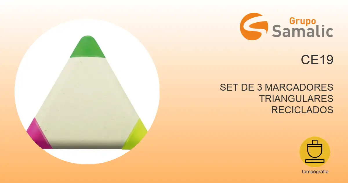 Set de 3 marcadores triangulares reciclados ce19